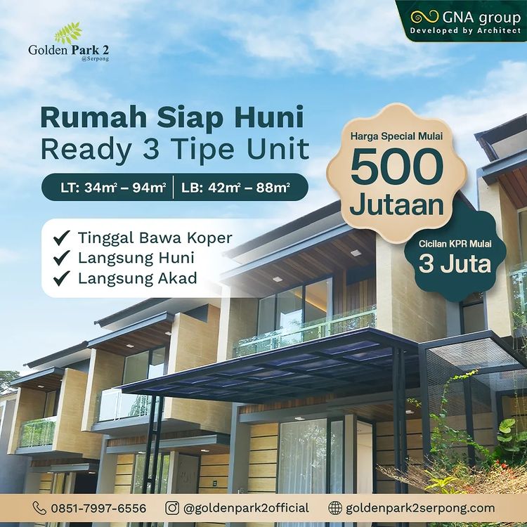 Golden Park 2 Official - Rumah Keren Nuansa Perbukitan Alam di Serpong